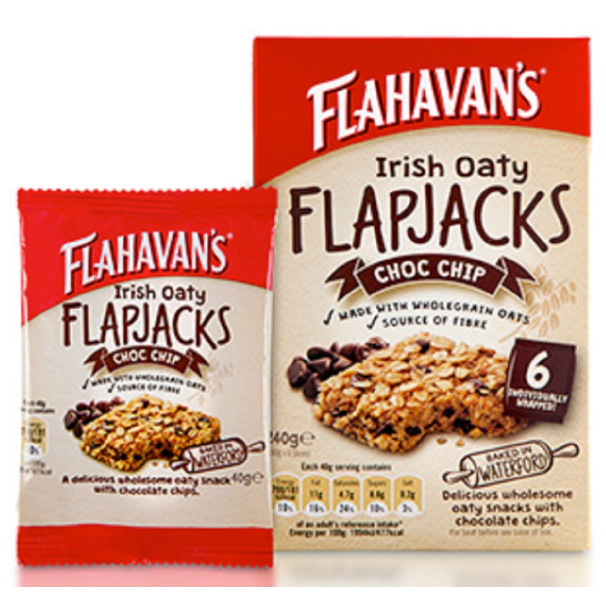 Flahavan’s Irish Oaty Flapjacks Choc Chip 6x40g - Ardkeen Quality Food Store