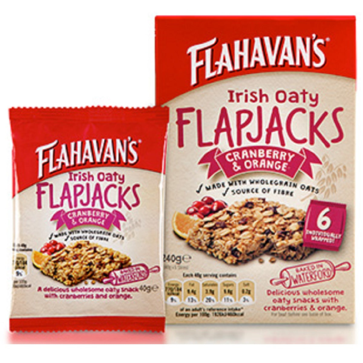 Flahavan’s Irish Oaty Flapjacks Cranberry & Orange 6x40g - Ardkeen Quality Food Store
