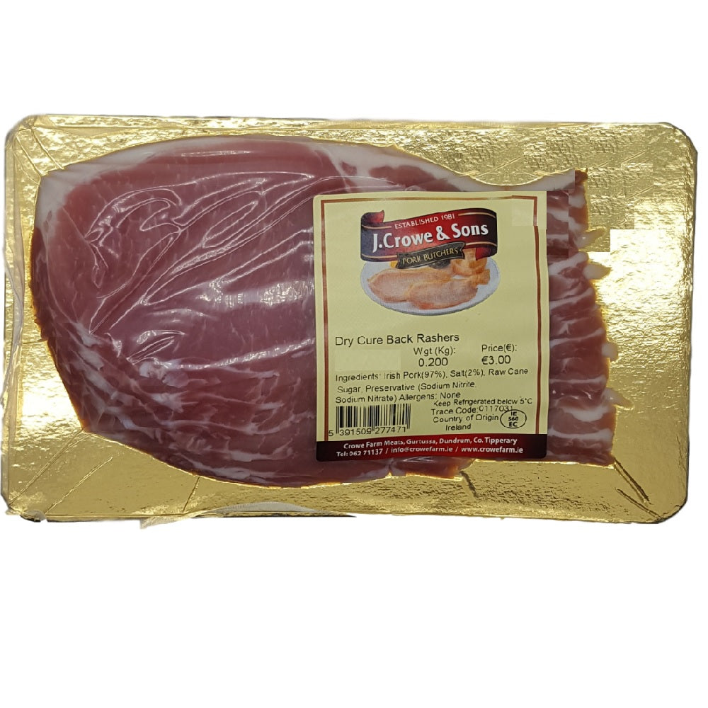 J. Crowe & Sons Dry Cure Back Rashers 200g - Ardkeen Quality Food Store
